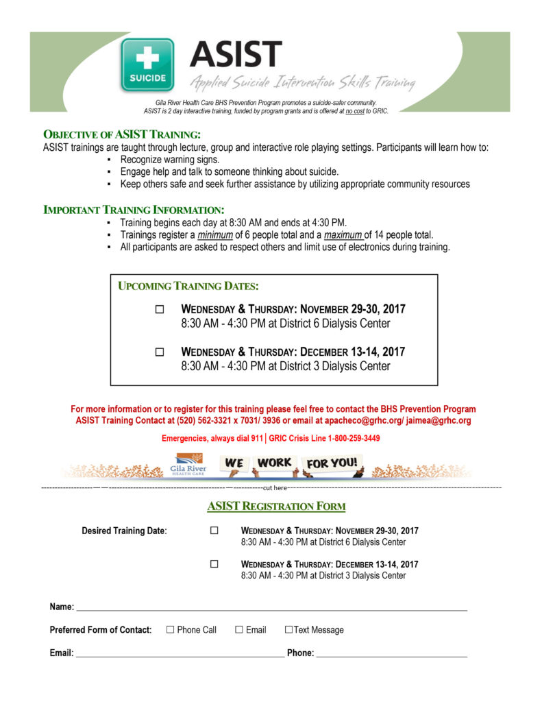 ASIST NEW REGISTRATION FORM - Gila River Health Care