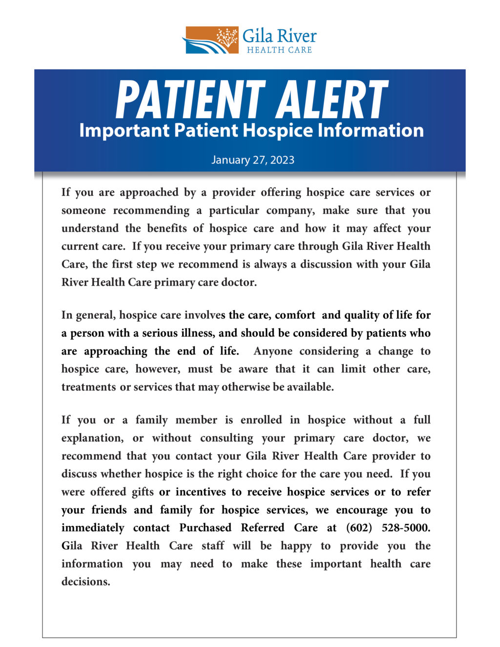 NEW Important Patient Hospice Information 1.27.23 FINAL UPDATED – Gila ...